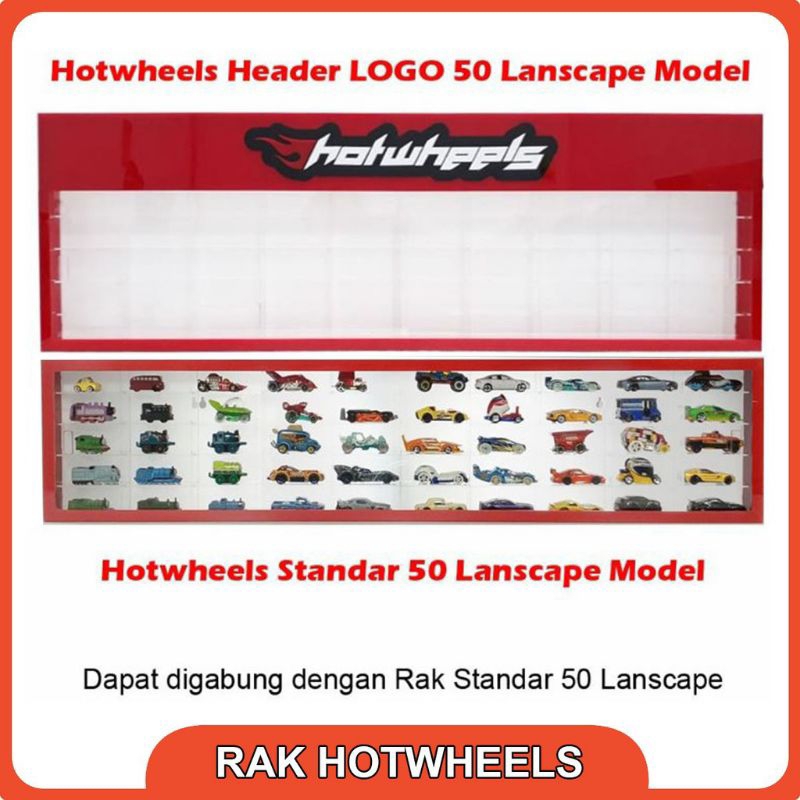 Jual Rak Acrylic Hotwheels Header Edition Isi 50 Logo Model Memanjang ...