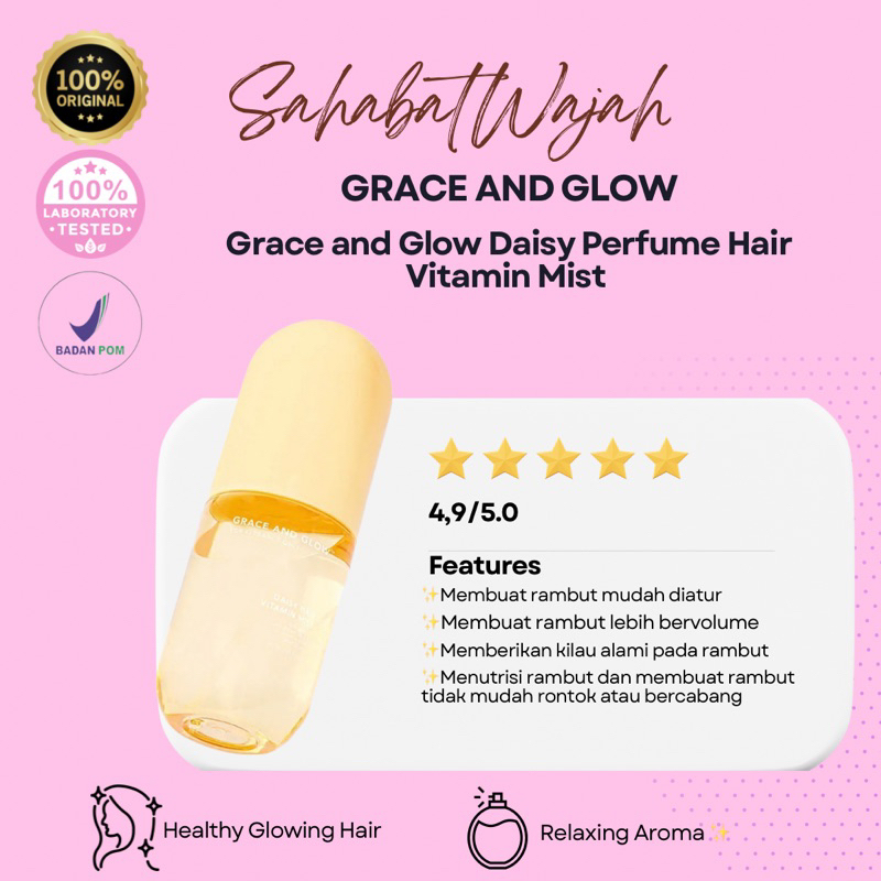 Jual Grace and Glow Daisy Hair Vitamin Mist 100 ml - Parfum Rambut ...