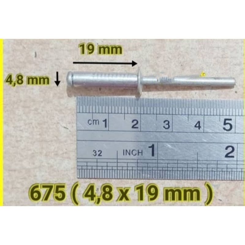 Jual 50 pcs paku rivet 4.8 x 19 mm (675) | Shopee Indonesia