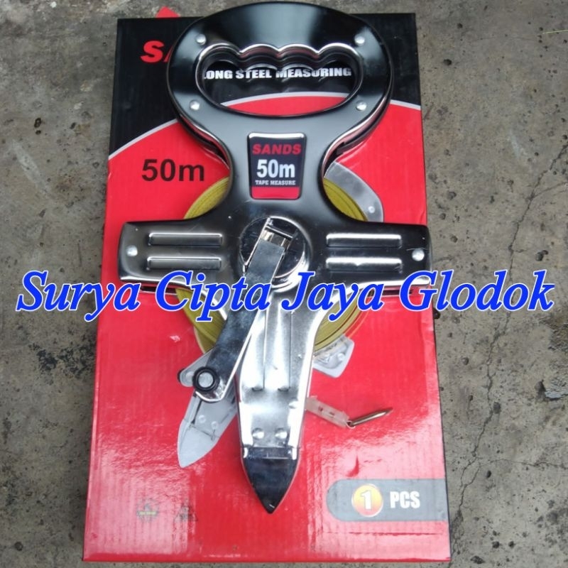 Jual Meteran tacap 50 meter / meteran rol plat SANDS measuring ...