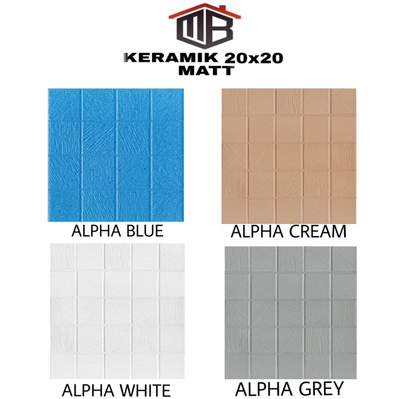 Jual Keramik kamar mandi 20x20 Asia tile Alpha blue, cream, white, grey ...
