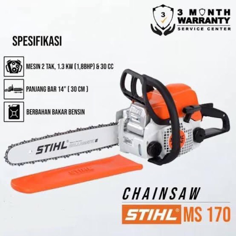 Jual Chainsaw STIHL MS 170 ORIGINAL 14 inch gergaji kayu still fulset garansi resmi | Shopee ...