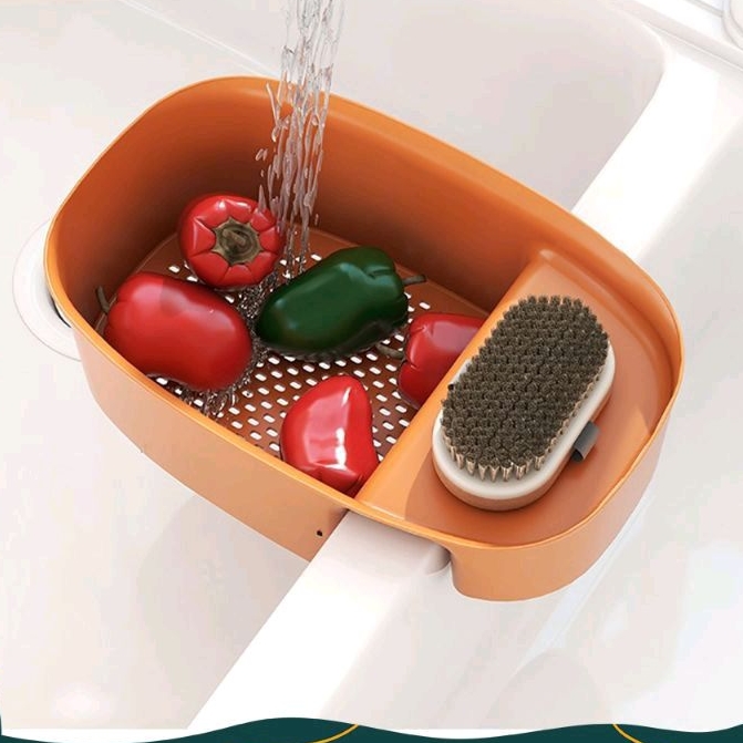 Jual Rak Saringan Wastafel 2 sekat Wadah Penyaring Buah Sayuran ...