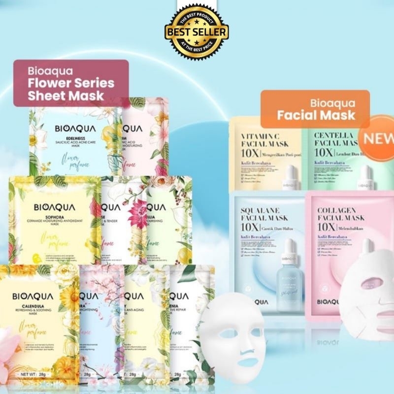 Jual BIOAQUA 10X ESSENCE SHEET MASK | BIOAQUA FLOWER SHEETMASK 28g | Shopee Indonesia