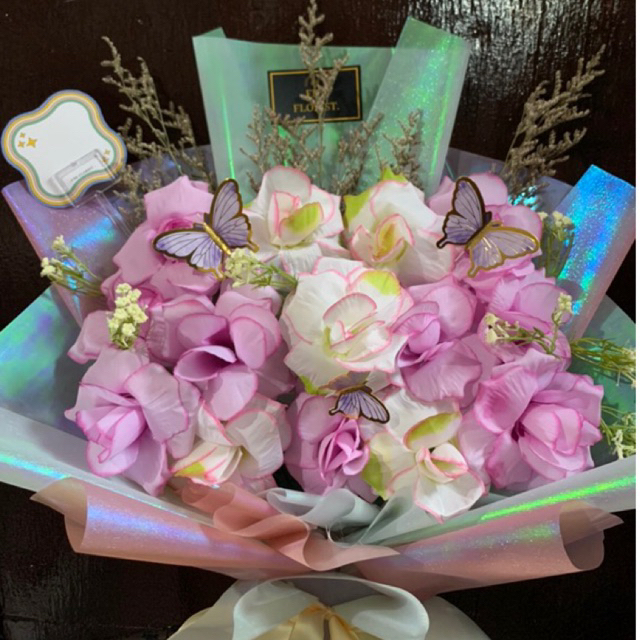 Jual Ready artificial/Fresh Roses ukuran Large & wrap Hologram | Shopee ...