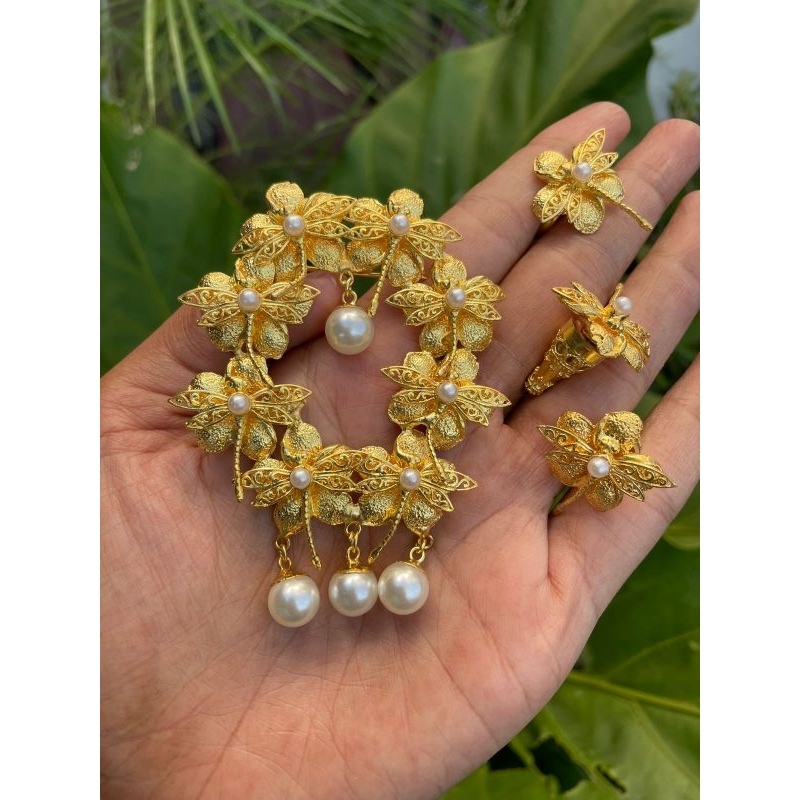 Jual bros alpaka bali motif jepun capung oval | Shopee Indonesia