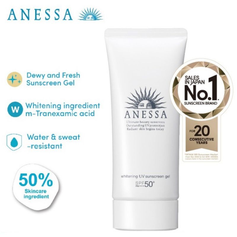 Jual ( NEW ) ANESSA Whitening UV Sunscreen Gel SPF 50+ PA++++ 90g | Shopee Indonesia