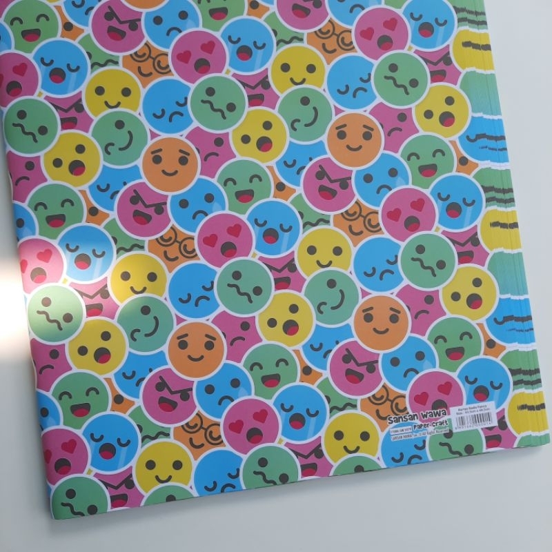 Jual Kertas Kado Sansan Wawa Fancy Motif Emoji Smile Colorful ...
