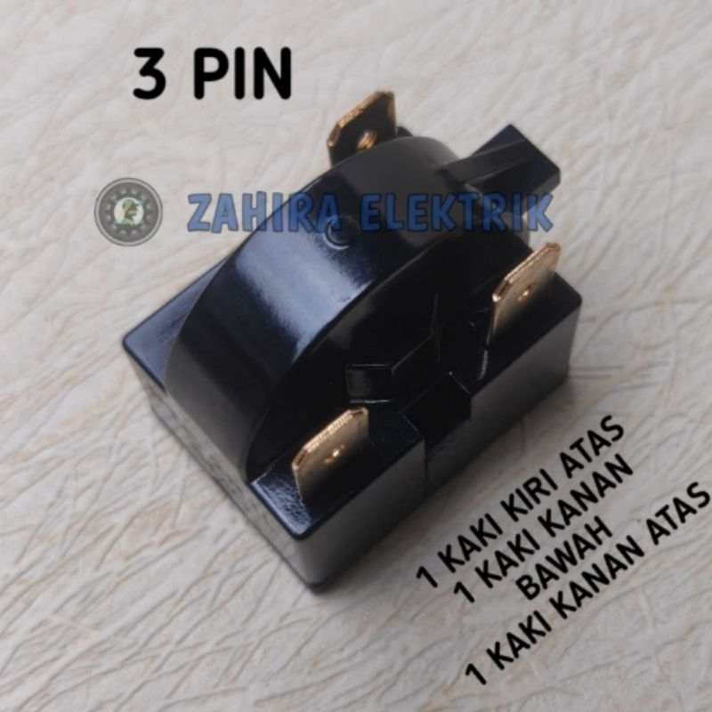 Jual RELAY PTC KULKAS / PTC RELAY KULKAS 3 PIN - 2 KAKI KANAN 1 KAKI ...