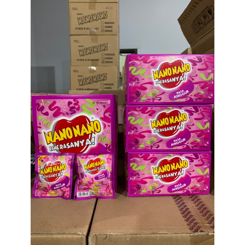 Jual Permen Nano Nano Rasa Anggur Kemasan 1 box isi 30 bungkus | Shopee ...