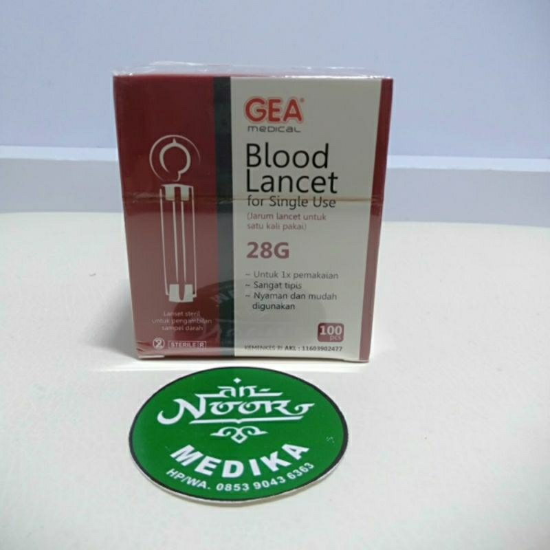Jual Blood Lancet 28GJarum Ambil Darah Jarum Bekam GEA (Isi 100 Pcs ...