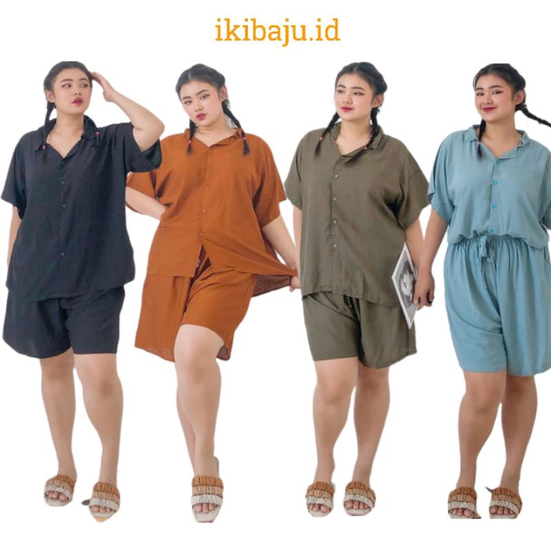 Jual Baju Piyama Wanita One Set Jumbo LD 130 Big Size Rayon Kancing ...