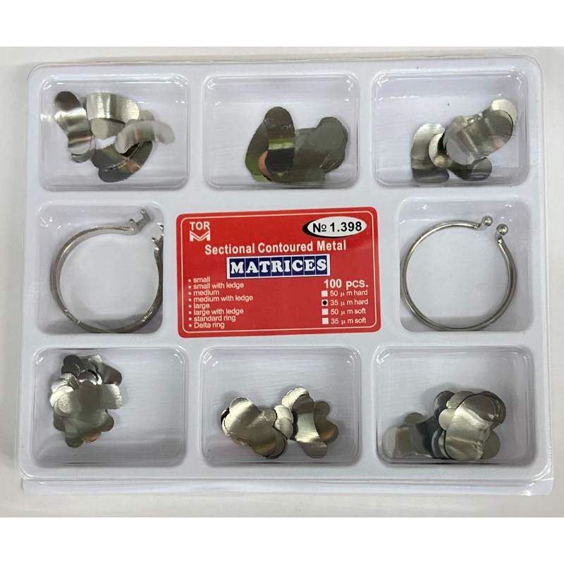 Jual dental matrix sectional contoured metal kit 100 pcs matriks ...