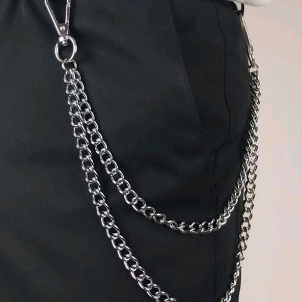 Jual aksesoris rantai silver berlayer double layer dompet sabuk belt ...