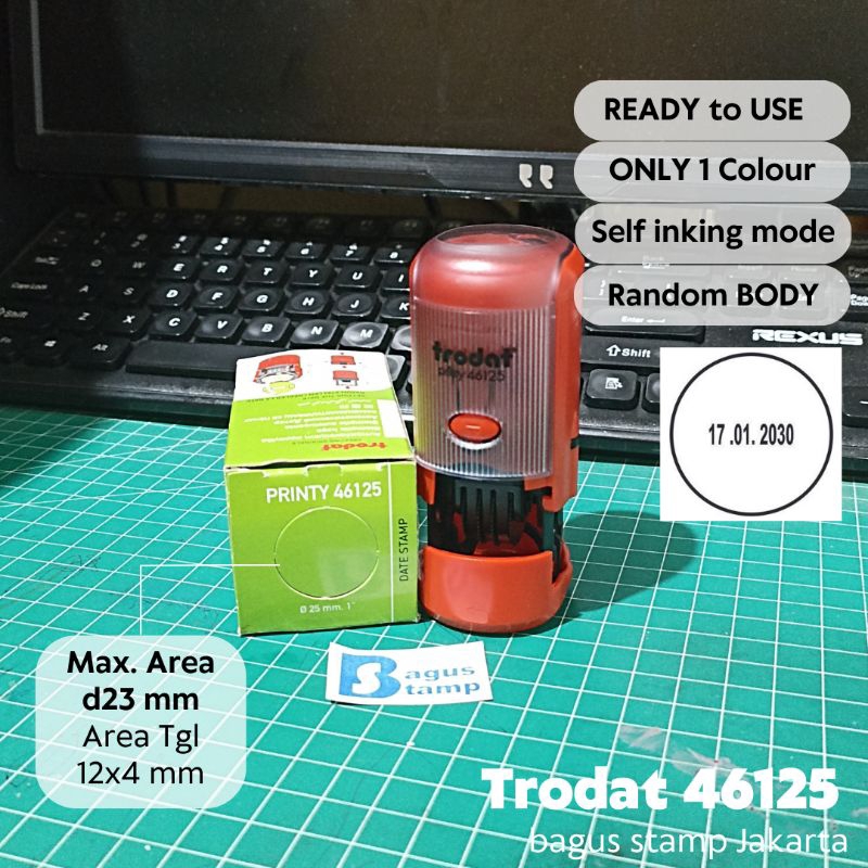 Jual Stempel Otomatis Trodat Printy Dater 46119 46125 Bulat Custom Text Logo dengan Tanggal ...