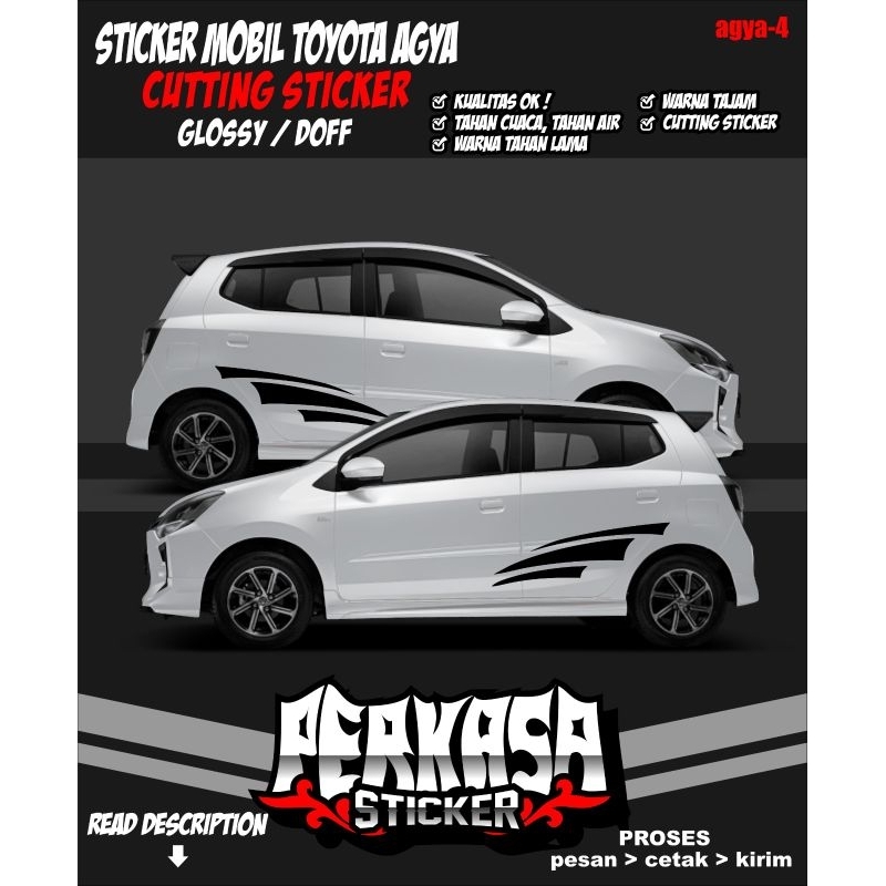 Jual sticker mobil totoya agya simpel keren (agya-4) -PERKASA STICKER ...