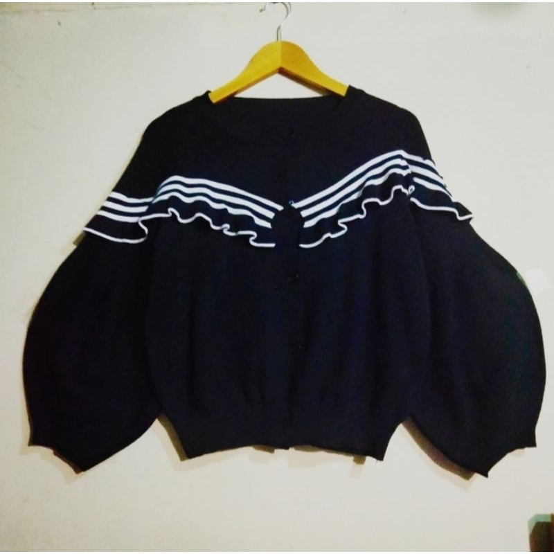 Jual cardigan knit ruflle hitam | Shopee Indonesia