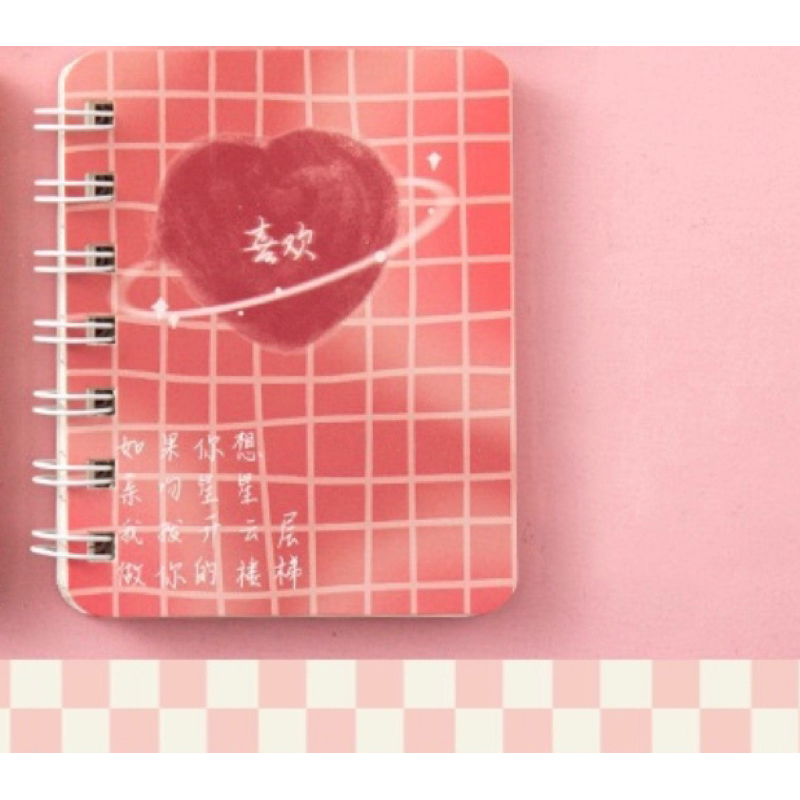 Jual notebook a7 BERGARIS note book notes ring spiral motif bunga hati ...