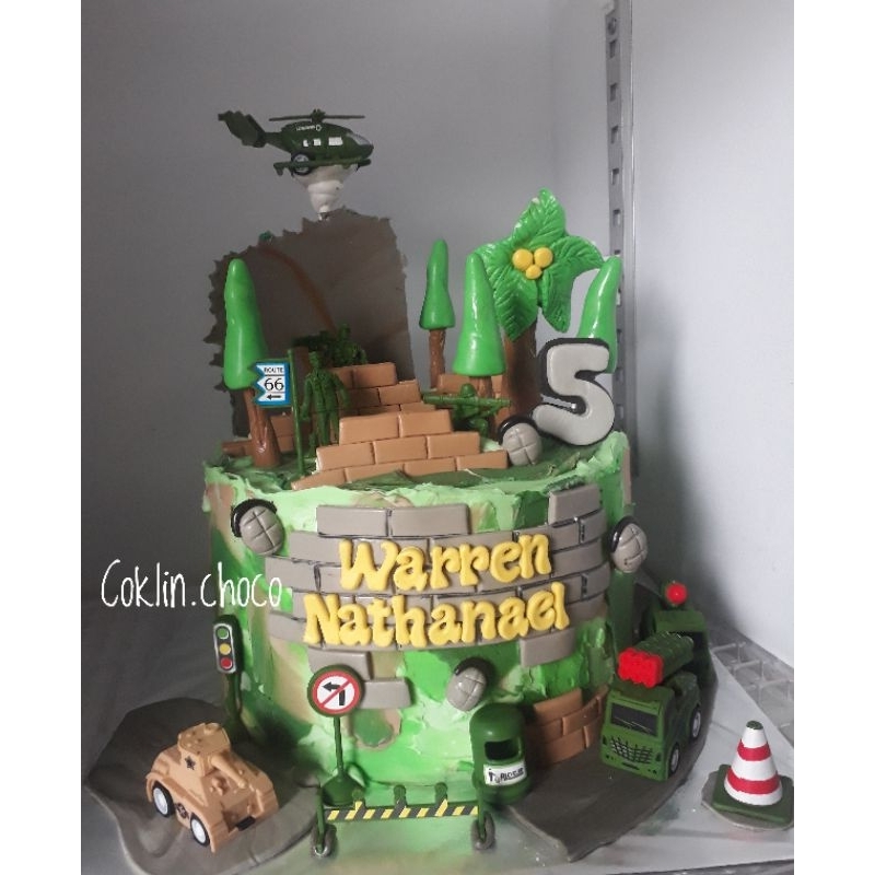 Jual Kue ulang tahun army tentara / cake birthday tema army tentara tni ...