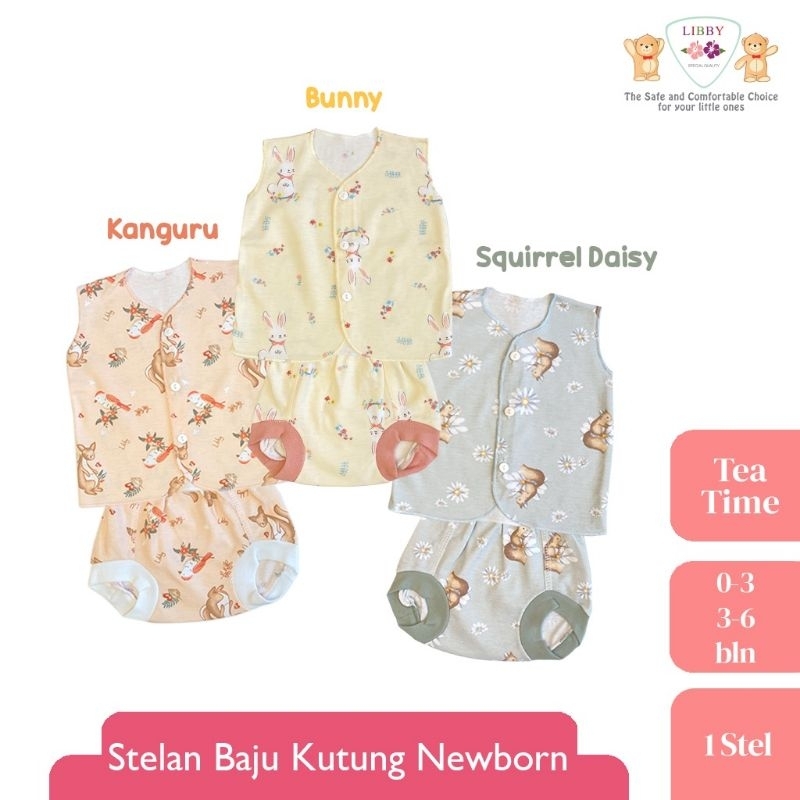 Jual LIBBY baby new setelan baju kuntung newbrown motif tea time (1setel) | Shopee Indonesia
