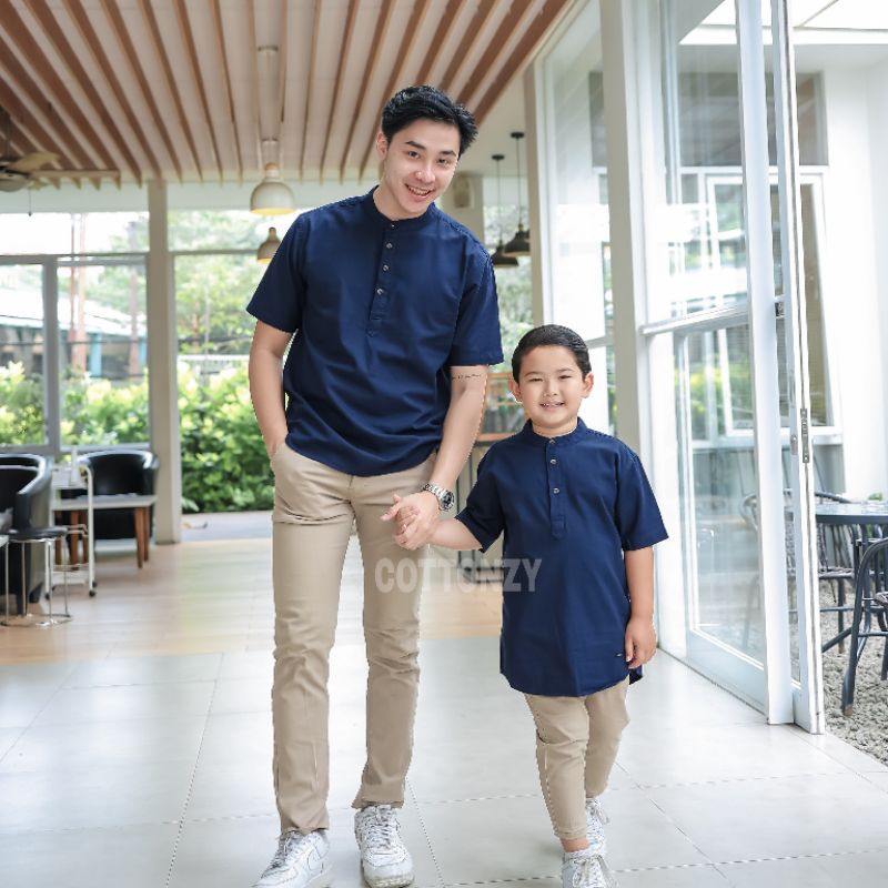 Jual Kemeja Koko Couple Ayah Dan Anak Premium Warna Navy Usia Anak ...