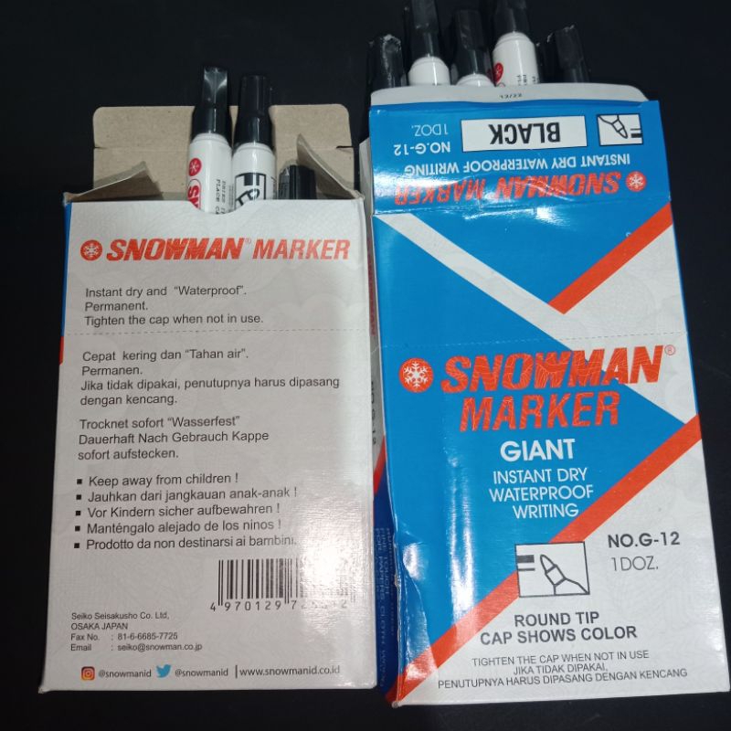 Jual Spidol Snowman Marker Giant G-12 (1 pak isi 12 pcs) | Shopee Indonesia