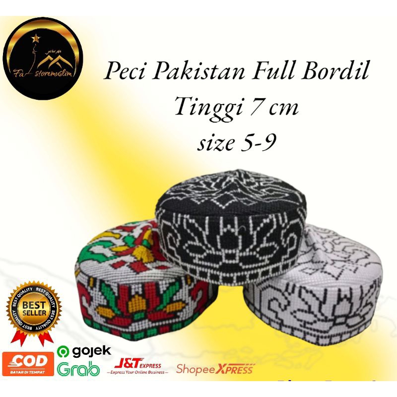 Jual Peci Pakistan kopiah Pakistan corak full bordir | Shopee Indonesia