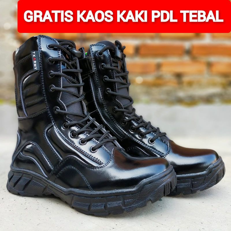 Jual SEPATU PDL LGR DELTA MENGKILAP KULIT SAPI ASLI MERK TX-ARMY SEPATU ...