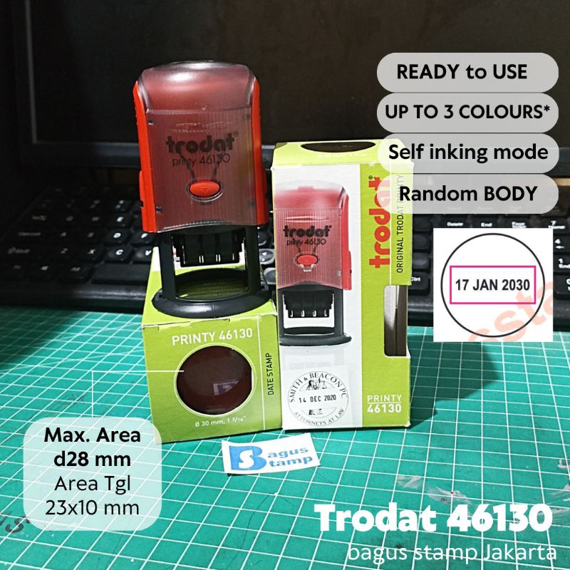 Jual Stempel Otomatis Trodat Printy Dater 46130 46140 46145 Bulat Custom Text Logo dengan ...