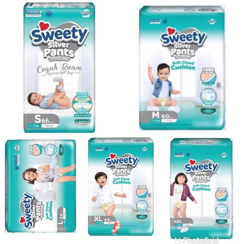 Jual SWEETY SILVER PANTS S66/ M60/ L54/ XL42/ XXL32 | Shopee Indonesia