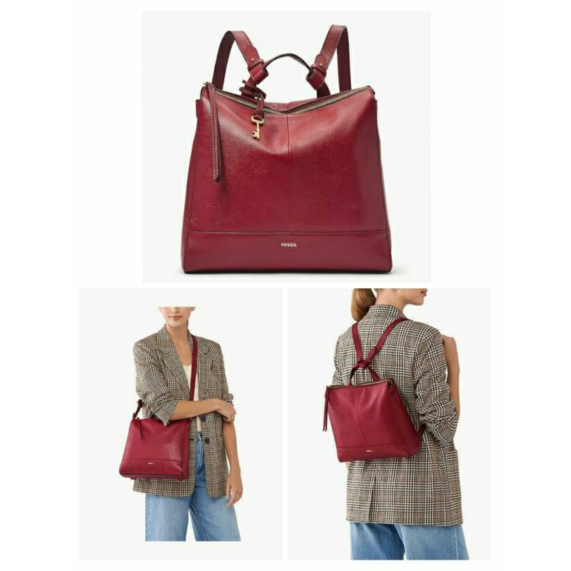 Jual FOSSIL Elina small Convertible Backpack Red Velvet | Shopee Indonesia