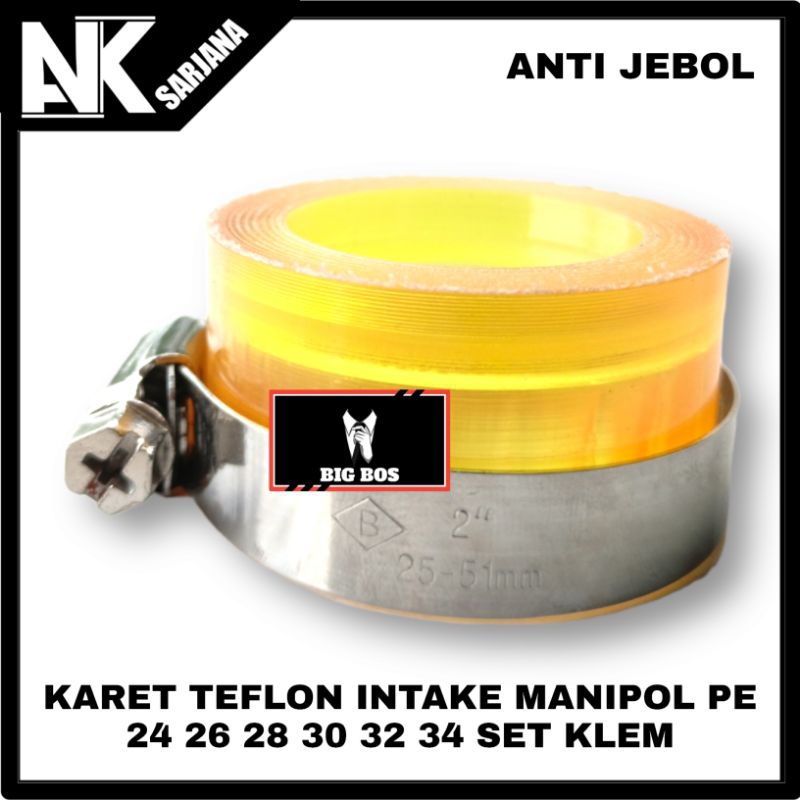 Jual KARET MANIPOL MANIFOLD INTAKE TEFLON PE 24 26 28 30 32 34 SET KLEM ...