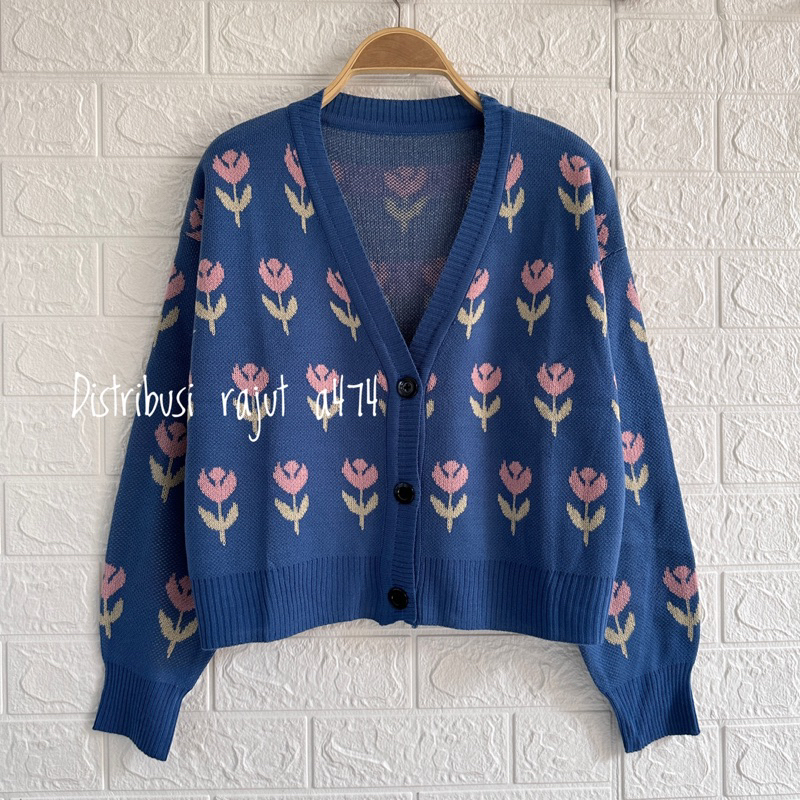Jual ROMA CARDIGAN RAJUT MOTIF FULL BUNGA ATASAN WANITA LENGAN PANJANG | Shopee Indonesia