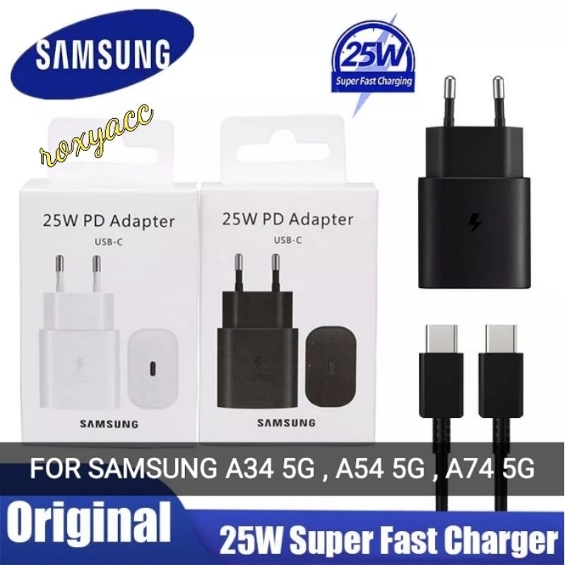 Jual ( 1SET ) CHARGER 25 WATT SAMSUNG A55 5G , A35 5G , A25 , A54 5G , A34 5G , A74 5G ORI TYPE ...