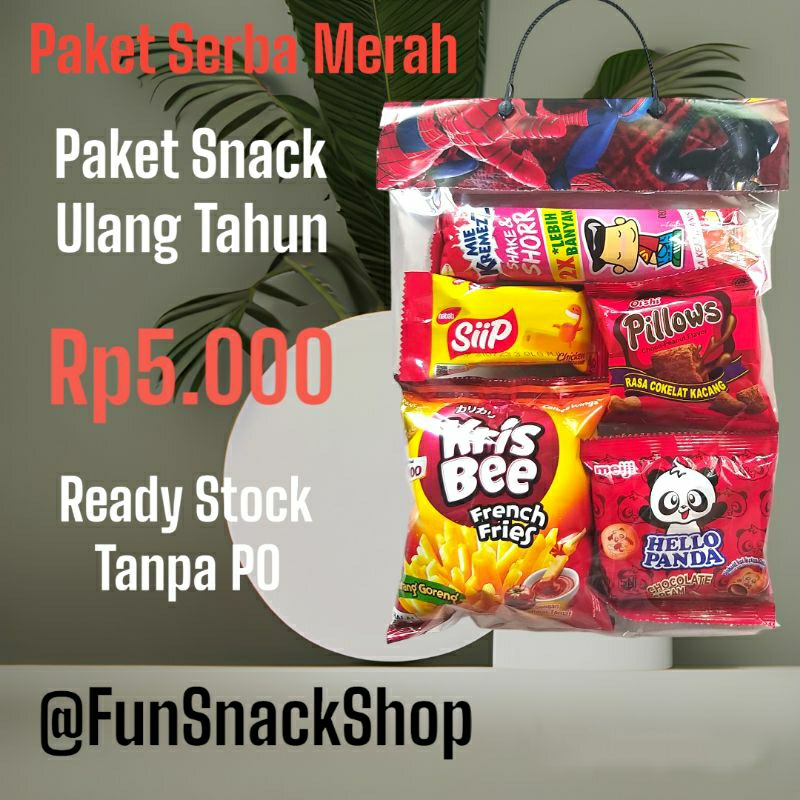 Jual Paket Snack Ulang Tahun Serba Merah Goceng | Shopee Indonesia