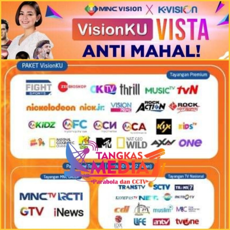 Jual Paket Bulanan Parabola berlangganan VisionKU dari KVISION | Shopee Indonesia