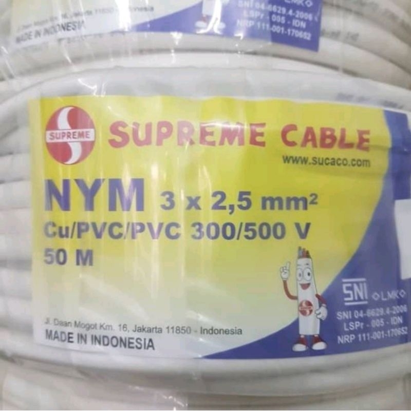 Jual KABEL SUPREME NYM 3x2,5 panjang 50meter Full Kawat tembaga | Shopee Indonesia