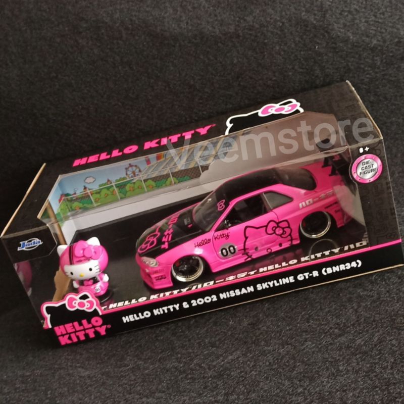 Jual Die Cast 1:24 Nissan Skyline GT-R BNR34 [Jada] Hello Kitty Figure ...