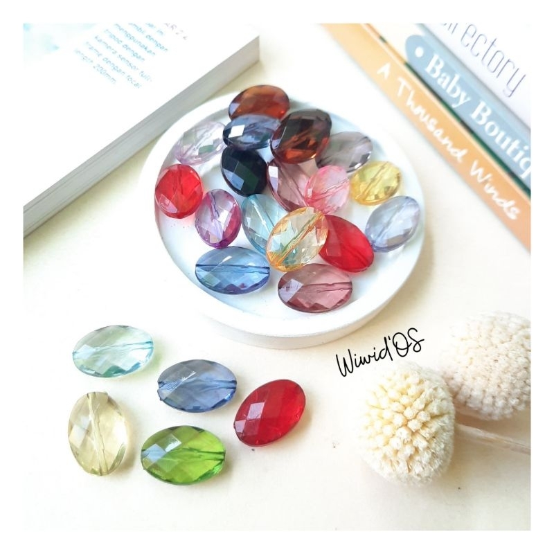 Jual (10 biji) MANIK AKRILIK OVAL BENING 12 x 20 mm | Shopee Indonesia