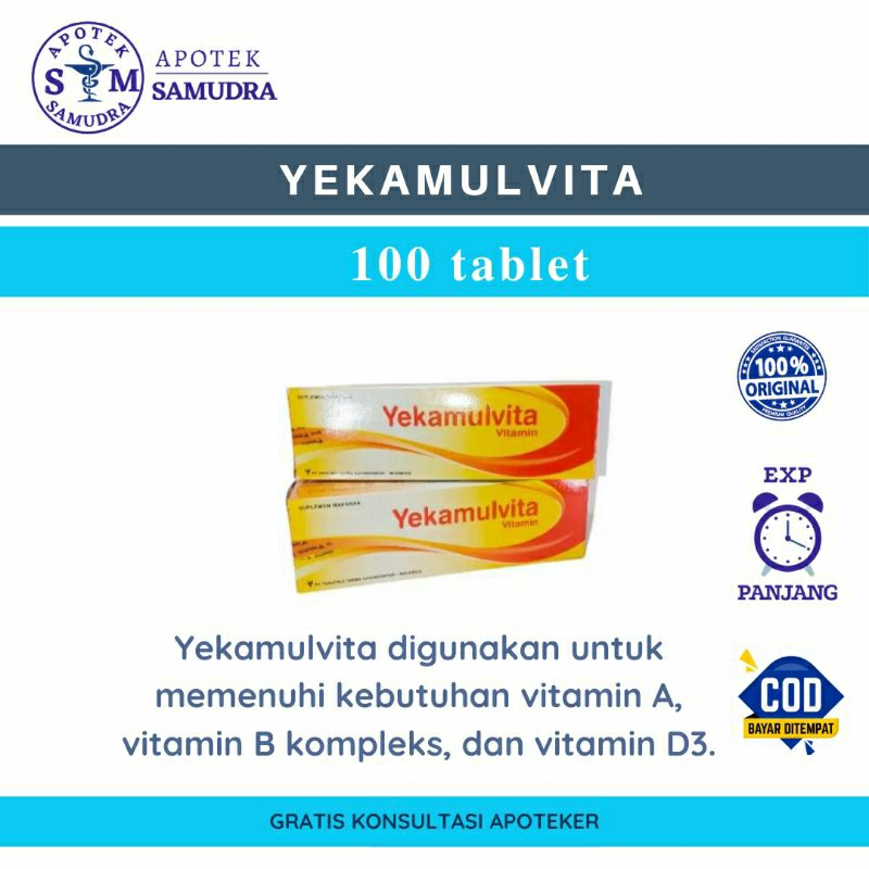 Jual YEKAMULVITA TABLET - 1 BOX ISI 100 TABLET (obat untuk memenuhi ...