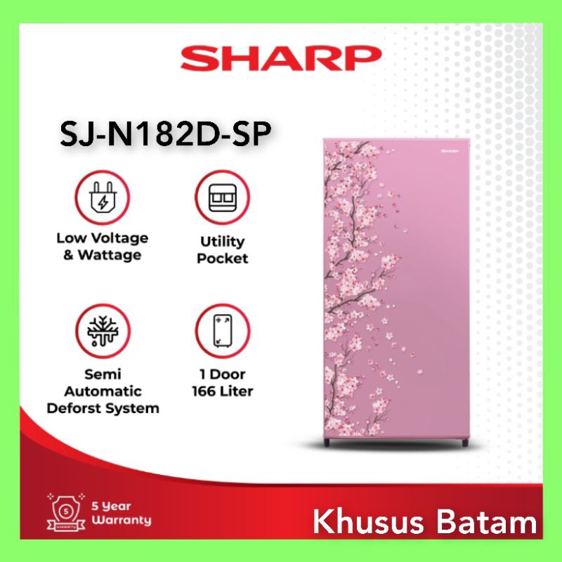 Jual kulkas 1pintu sharp sj-n182d-sb/sp sakura design 166L/lemari es 1pintu (khusus batam saja ...