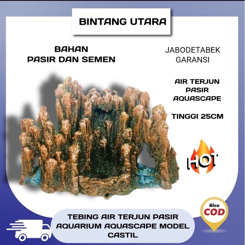Jual tebing air terjun pasir aquarium aquascape model kastil tinggi ...