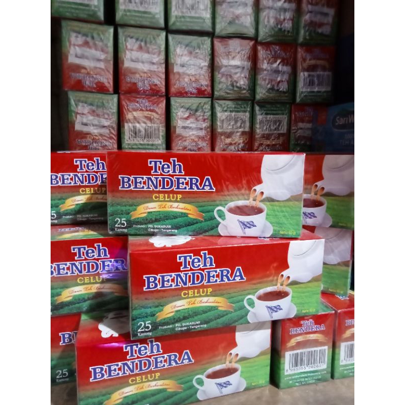 Jual Teh Bendera Celup Box isi 25 Kantong @50g -1 Pak 24 Scahet @10g ...