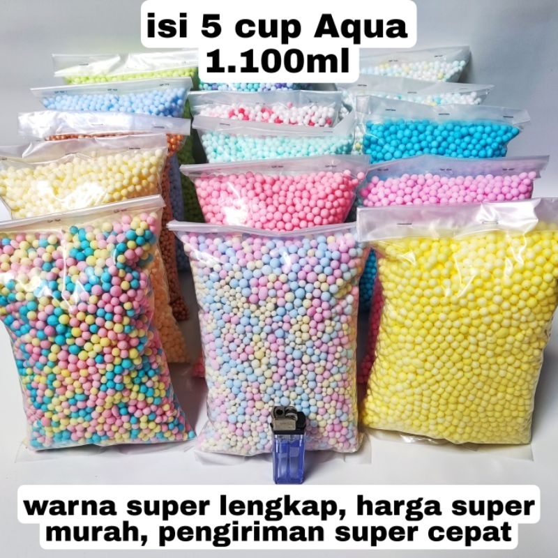 Jual Butiran Styrofoam gabus Warna Warni termurah isi 5 gelas Aqua ...