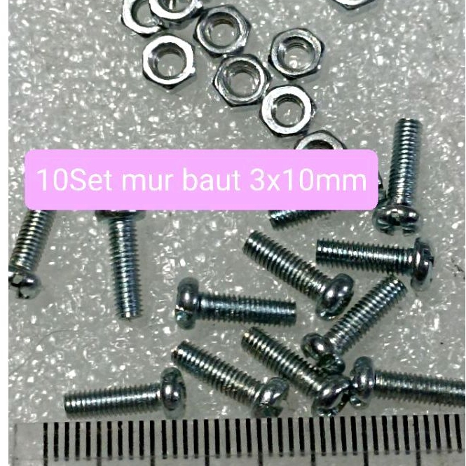 Jual 30SET MUR BAUT 3X10 3 X 10 MUR DAN BAUT 1CM MUR BAUT TRANSISTOR ...