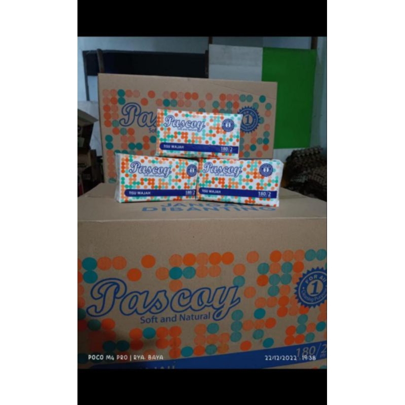 Jual Tisu Tissue pascoy 180 sheet Facial Tisue1 dus isi 60 pack ...