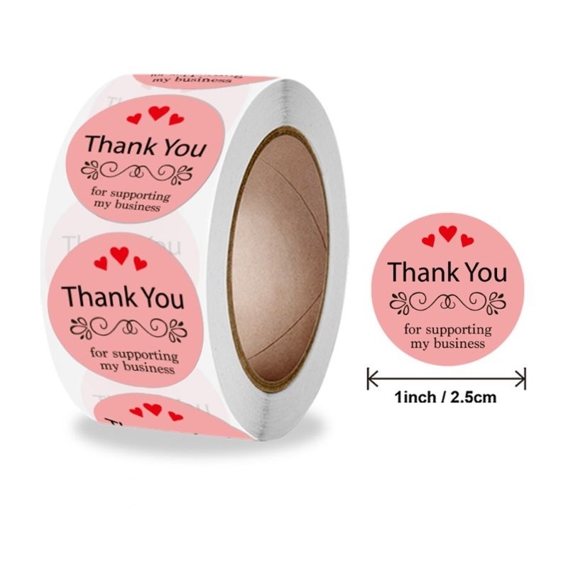 Jual Sticker Thank You Roll Pink Supporting Stiker Ucapan Terima Kasih ...
