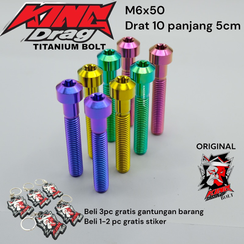 Jual baut TITANIUM 02 original KINGDRAG THAILAND M6x50 6x50 baut 10 ...