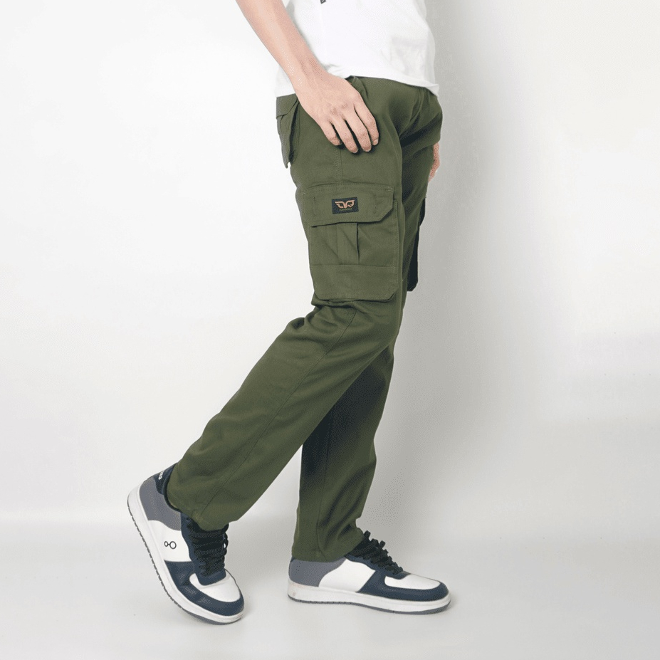 Jual CLOVERFIELD - Cargo Pants / Celana Cargo Panjang Pria Jumbo Kargo Slimfit Hijau Army ...