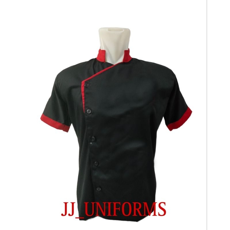 Jual Baju Chef hitam kombinasi merah 033 - Seragam Koki - Seragam Chef ...